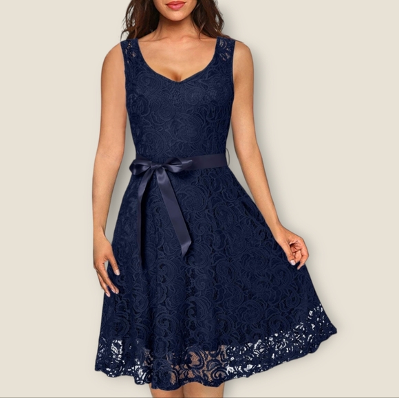 Mori Lee | Dresses | Morilee By Madeline Gardner Navy Blue All In Lace ...